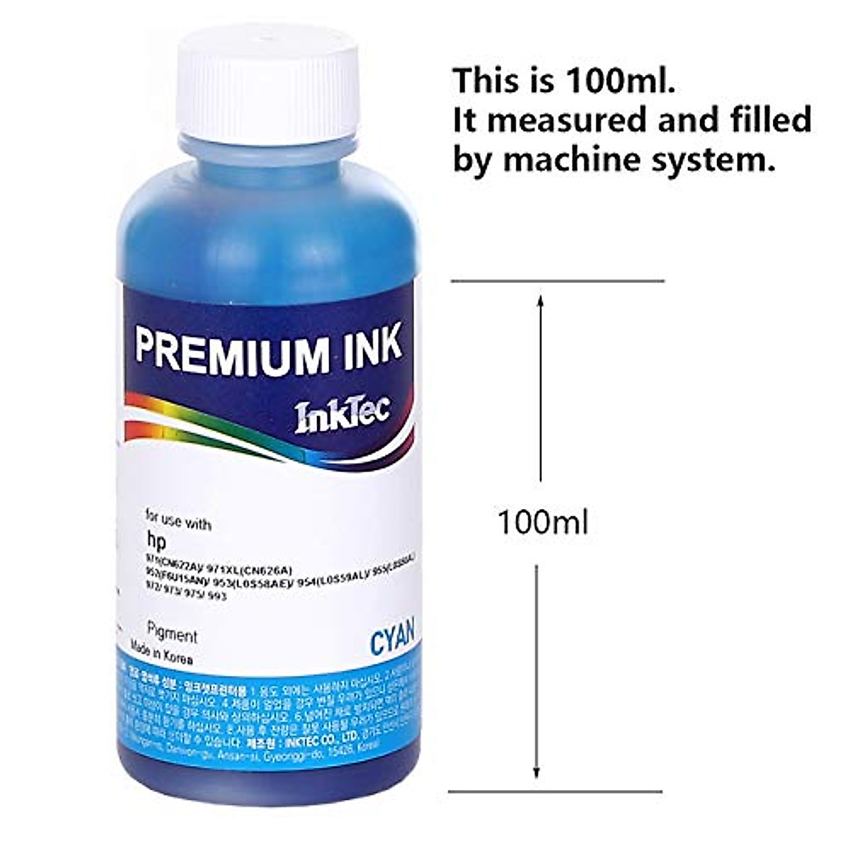 NUGU 4x100ml Refill Ink, Premium Pigment Inks Made by in Korea, for HP 970 971 711 903 952 953 954 955 972 973 975 993 Inkjet Printer for Refillable CISS System.(Not Sublimation Ink) 4 Color