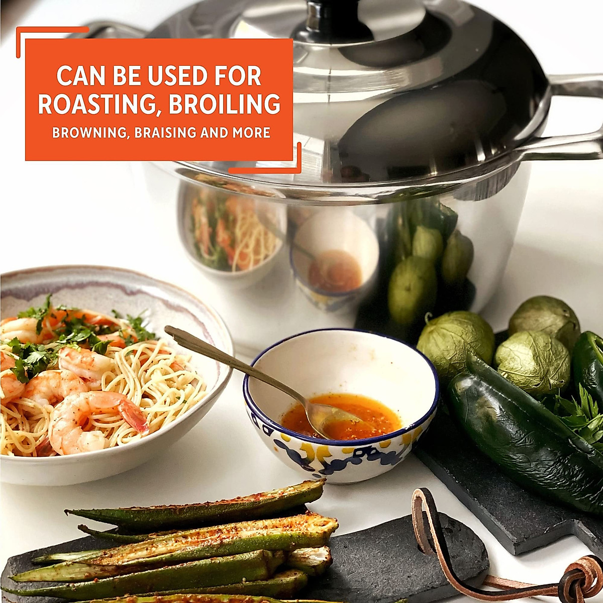 IMUSA USA 3.5 Quart Heavy Duty Cajun Cast Aluminum Dutch Oven with Lid, Silver, (IMU-89306)