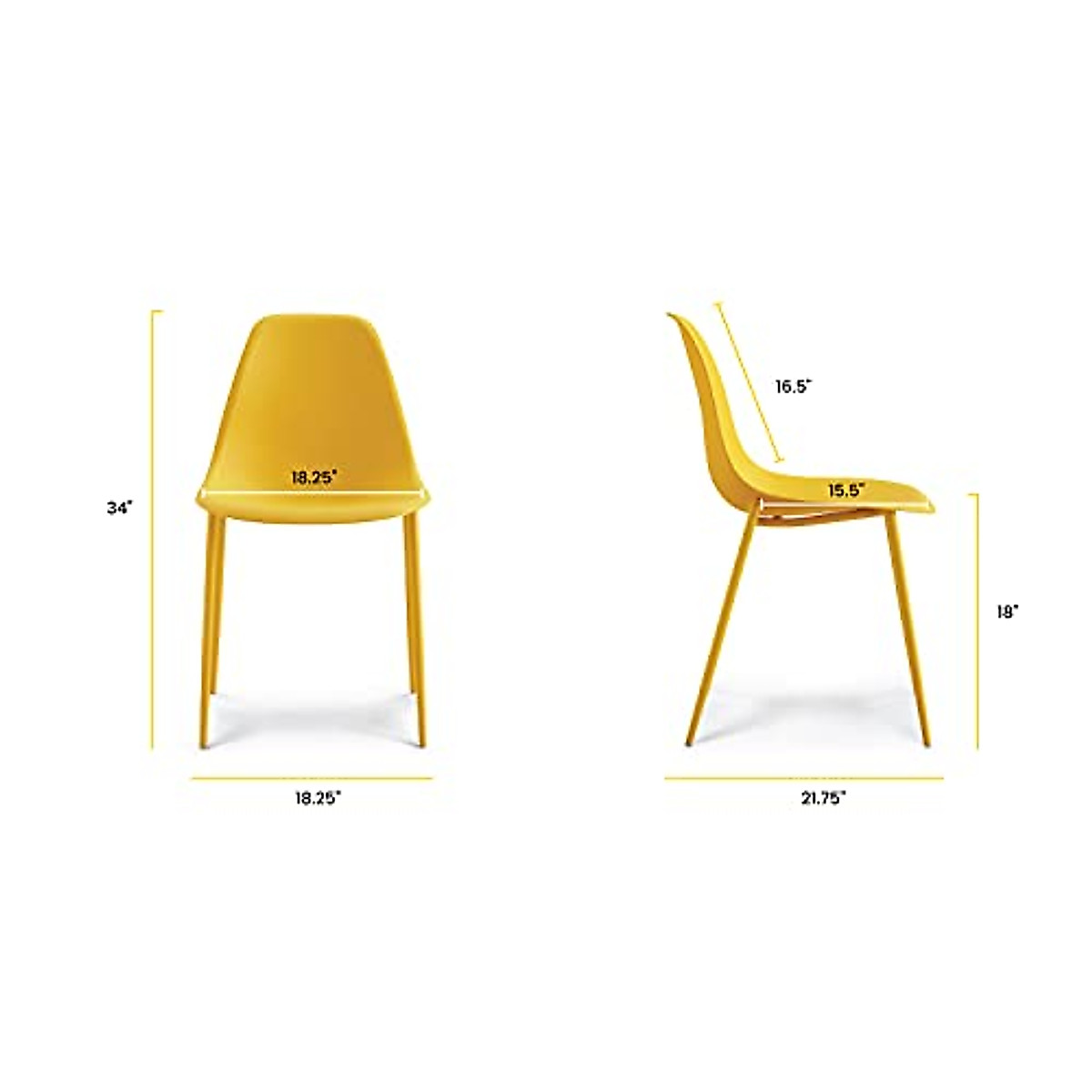 Poly and Bark Isla Chair in Sunburst Yellow (Set of 4)