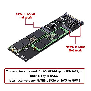 NFHK Oculink SFF-8612 8611 to U.2 Kit M-Key to NVME PCIe SSD and NGFF to SATA Adapter for Mainboard