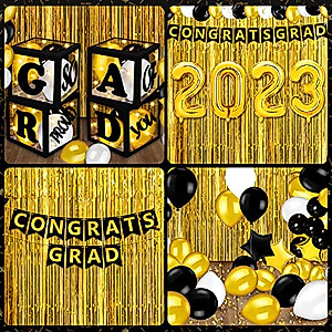 Graduation Party Decorations 2023, Gold Graduation Decorations Class of 2023 with Boxes, Balloons, Banner, Large Congrats Grad Party Supplies, Grad Decorations for Senior High School College(Gold)