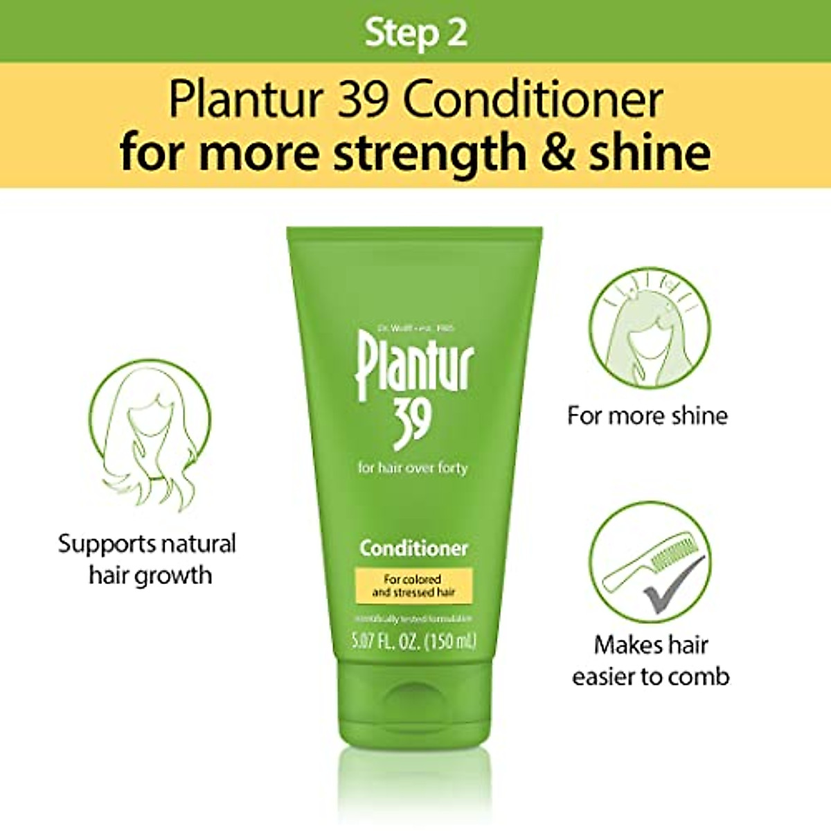 Plantur 39 Phyto-Caffeine Shampoo and Conditioner Set for Colored, Stressed Hair - 8.45 fl oz and 5.07 fl oz