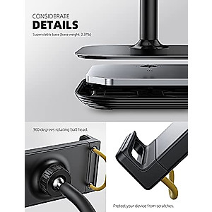 Lamicall Tablet Stand Holder, Gooseneck Tablet Mount - 2.5lb Heavy Duty Base Adjustable Desktop Stand with 360 Degree Rotating for 4.7-13" Tablet, iPad Pro 12.9 Air Mini, Fire, Kindle, Tabs, Black