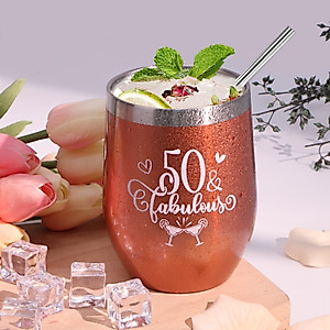 50th Birthday Gifts for Women, 50 and Fabulous Gifts For Women Turning 50, Funny 50 Years Old Birthday Gift Ideas For Mom Sister Best Friends Wife Coworker Aunt, Cool Bday Gifts for 50 Year Old Woman