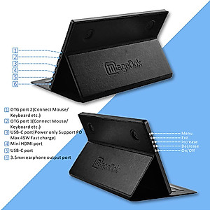 Portable Gaming Monitor for Nintendo Switch,13.3 Inch 1080p IPS Display,HDR USB C/Hdmi Video Input with Stand Case,Compatible with PS4 Xbox One and MacBook Matebook Surface Laptop Pc and More