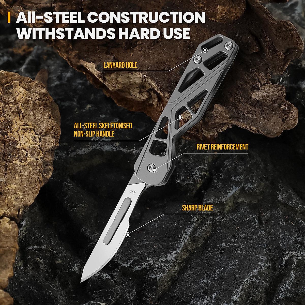 edcfans Small Pocket Knife for Men, Folding Scalpel Knife, EDC Utility Knife, Slim Razor Knife With 10 pcs # 24 Replaceable Edge Blades, Tactical Knives for Outdoor Camping Skinning Hunting