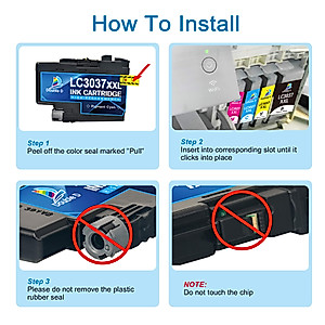 DOUBLE D LC3037 Ink Cartridges Compatible Replacement for Brother LC3037 LC3037XXL LC3039, High Yield use with MFC-J6945DW MFC-J5845DW XL MFC-J5945DW MFC-J6545DW XL (1 Each of lc3037 BK/C/M/Y) 4PK