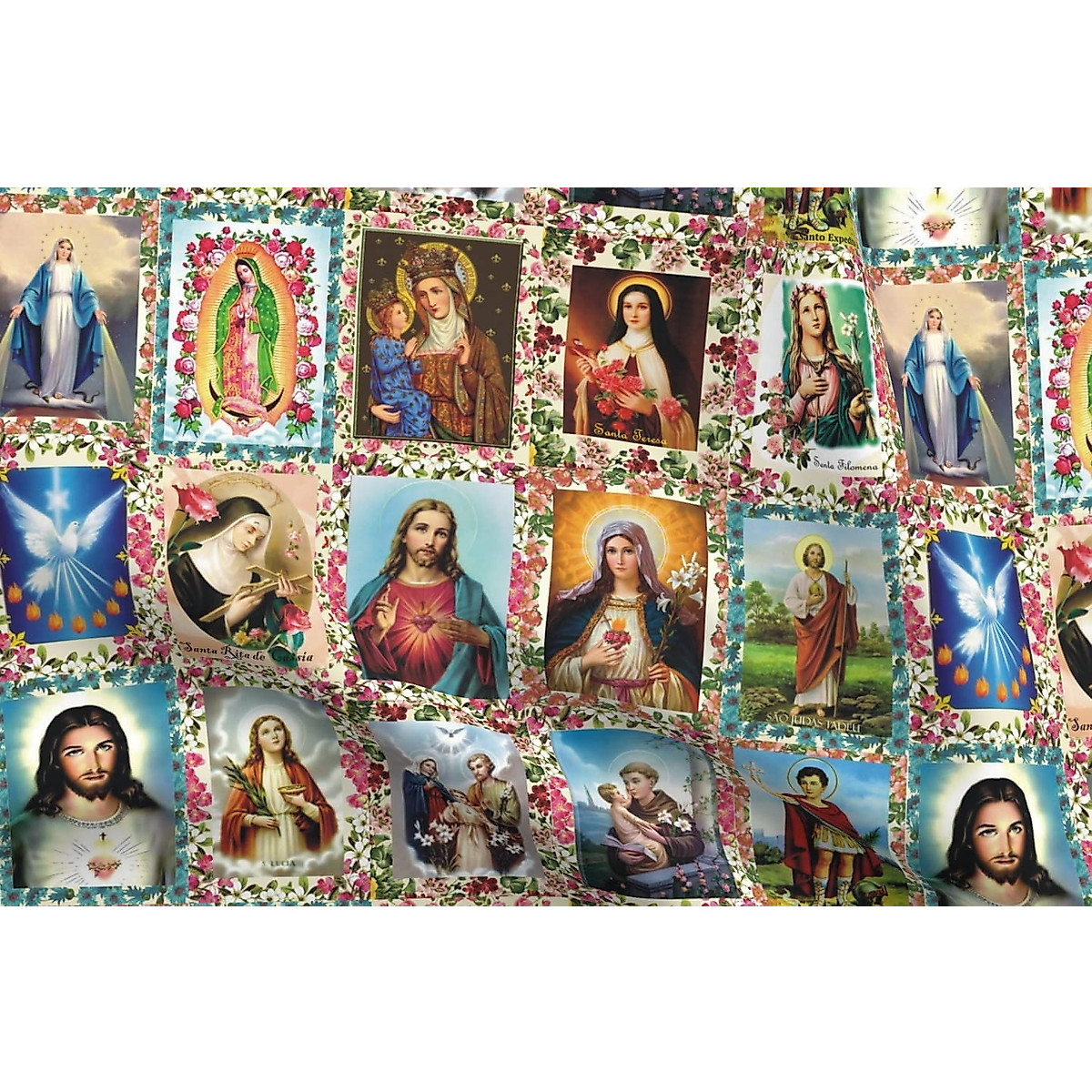 Spoonflower Fabric - Catholic Saints Religious Catholic Saints Collage Jesus Mary Printed on Petal Signature Cotton Fabric Fat Quarter - Sewing Quilting Apparel Crafts Decor
