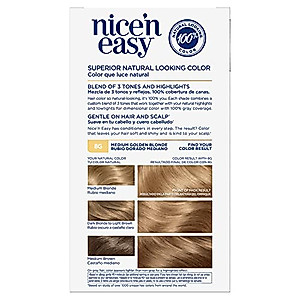 Clairol Nice'n Easy Permanent Hair Dye, 8G Medium Golden Blonde Hair Color, Pack of 1