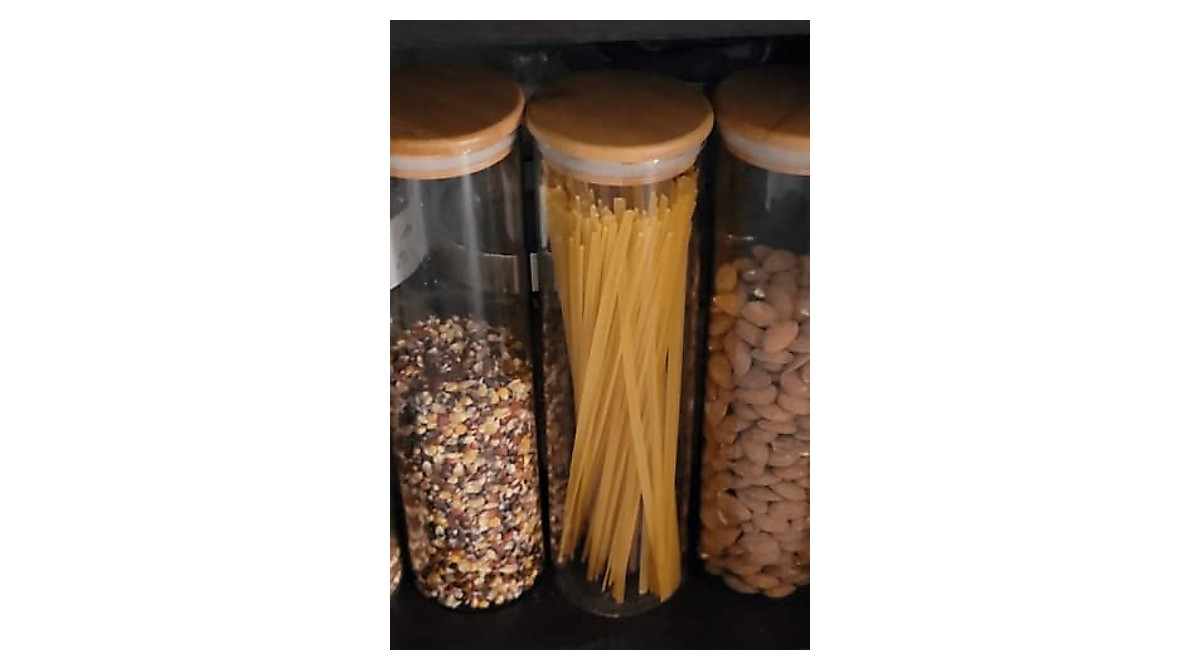 Cestari Pasta Storage Jars - Airtight Glass Pasta Canister with Bamboo Lid