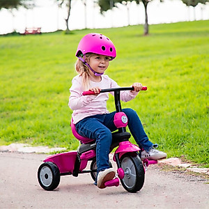 smarTrike Vanilla Plus 4 in 1 Adjustable Kids Baby and Toddler Tricycle Push Bike Ride On Toy for ages 15 Months to 3 Years, Pink