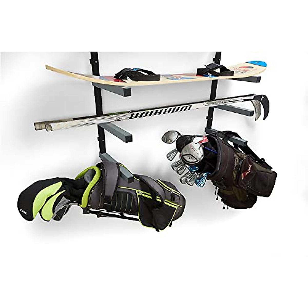 Bora Portamate Wood Organizer and Lumber Storage Metal Rack with 6-Level Wall Mount – Indoor and Outdoor Use, BR-006B, Black