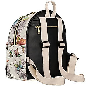 Butterfly Flower Mini Backpack Purse for Women, Butterfly Insect Small Backpack Leather Casual Daypacks Ladies Shoulder Bags for Women