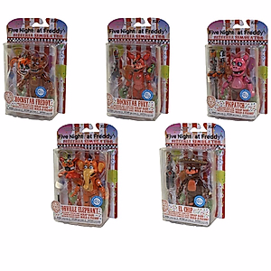 Five Nights at Freddy's: Pizza Simulator Pigpatch, El Chip, Rockstar Freddy, Rockstar Foxy, And Orville Elephant 5-Inch Action Figures Set Of 5 To Build Scrap Baby