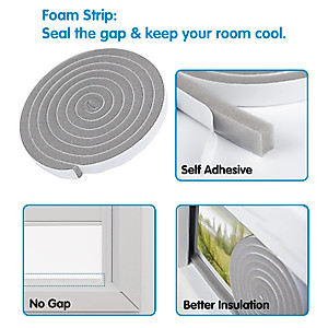 Air Jade Portable Air Conditioner Window Kit, Universal Fit AC Exhaust Hose of 5" Diameter, Sliding Window Vent Kit with Foam Seal Strip, Adjustable AC Window Kit for Mobile Air Conditioner