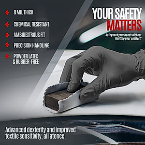 MED PRIDE Maxx Strength Nitrile Industrial 8 Mil Thick 100 Gloves/XX-Large - Diamond Texture Disposable Safety- Heavy-Duty, Tear-Resistant Mechanic Automotive Food Handling Gloves- Black