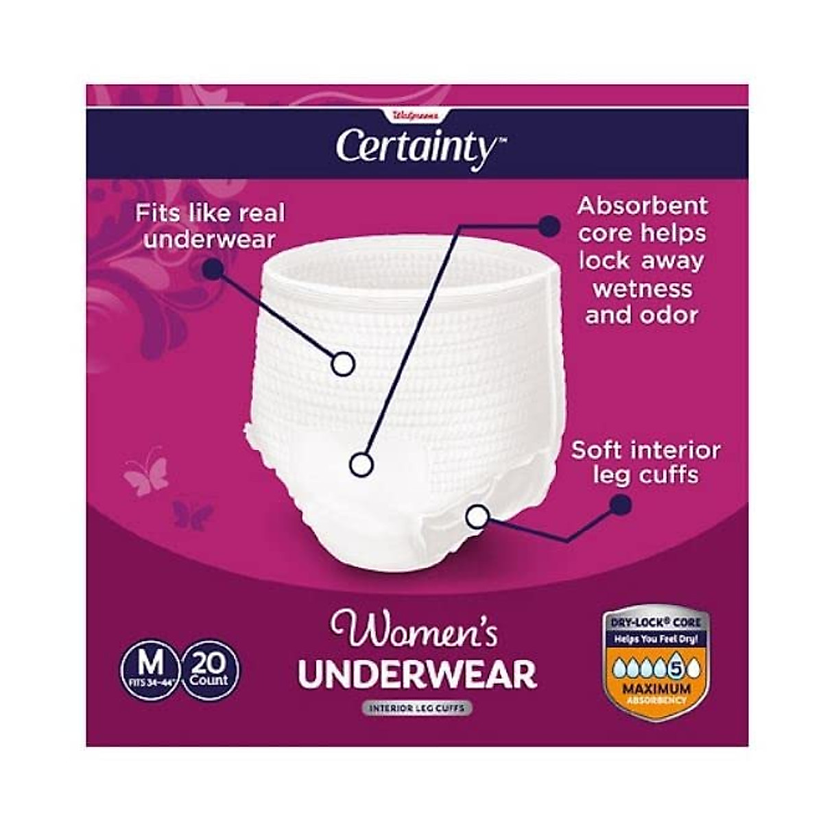 Walgreens Certainty Women's Underwear, Maximum Absorbency Medium 20.0ea