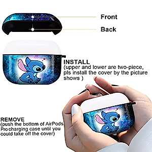 Stitch AirPods Pro Case Protectiv Cover,Fully Protected Shockproof Cartoon case with Keychain Clip Carabiner and Lanyard,Compatible with Apple AirPods Pro (Star Stitch)