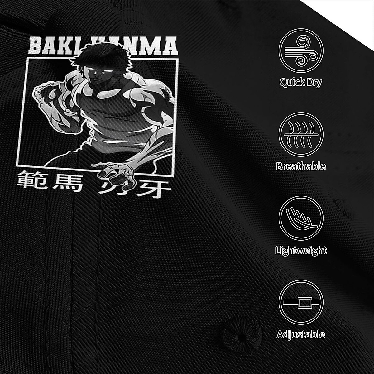 Anime Baki The Grappler Baki Hanma Baseball Cap Unisex Adjustable Casual Chapeau Outdoor Sports Caps Black