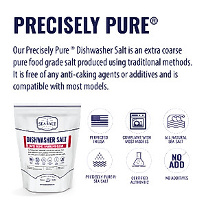 Dishwasher Salt - All-Natural Water Softener Salt for a Clean Finish - Compatible with Bosch, Miele, Thermador, Whirlpool Dishwashers and More - Food-Grade Coarse Sea Salt (5 lb Bag) - Sea Salt Superstore