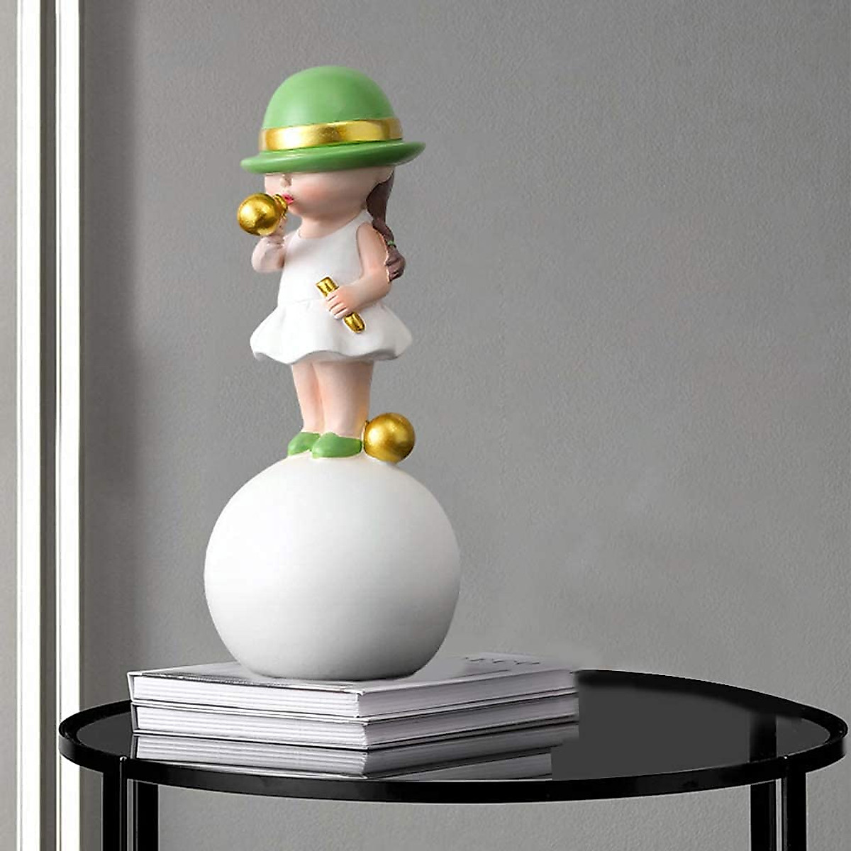 Desktop Figurine Resin Statue Cartoon Sculpture Abstract Crafts Art Ornament Desk Table Statue for Home Bedroom Living Room Garden Office - Girl, Green