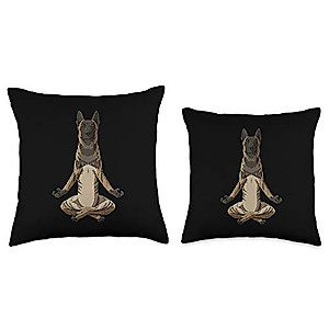 Dutch Shepherd Gifts Funny Yoga Dog Dutch Shepherd Throw Pillow, 18x18, Multicolor