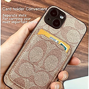 Atiptop Classic Monogram Pattern Cellphone case for iPhone 13,Hold Cards, Luxury Case Compatible with iPhone 13, |Designer Stylish Classic Pattern | for Girls Women, Khaki