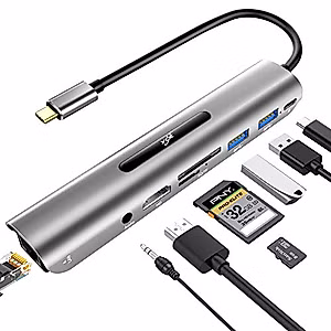 YCE USB C Hub, 8-in-1 Type C Hub with Ethernet Port, 4K USB C to HDMI, 2 USB 3.0 Ports,SD/TF Card Reader, 100W Power Deliver y, 3.5mm Audio Jack, for Windows,Mac OS, Surface Pro,More USB-C Laptops