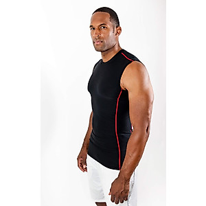 DEVOPS 3 Pack Men's Athletic Compression Mesh Sleeveless Shirts (2X-Large, Black/Black/Black)