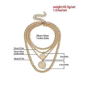 GDcome Gold Coin Necklace Holy Layered Snake Bone Coin Choker Necklaces Layering Pendant Necklace Chain Jewelry for Women Girls