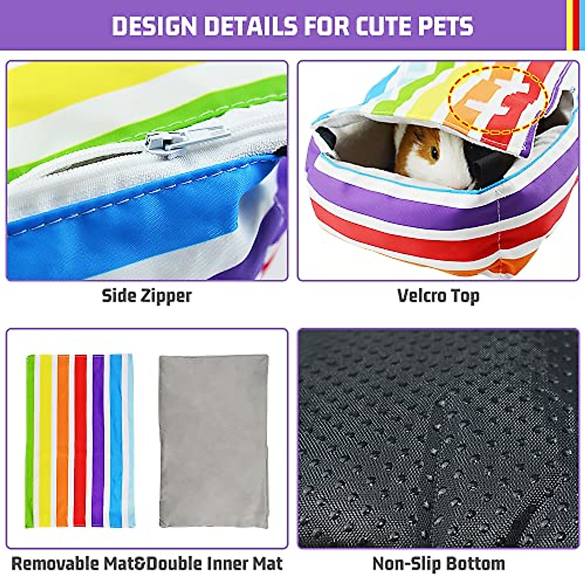 HOMEYA Guinea Pig Hideout, Small Animal Hammock House Cuddle Hanging Sleeping Bed Toys Winter Warm Cage Accessories for Sugar Glider,Chinchilla,Hamster,Rat,Bunny,Squirrel,Gerbil Birthday Gift