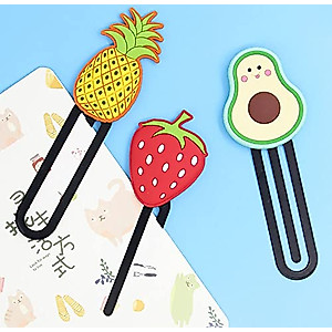 Fruit Bookmarks, Fruit Marks Bookmarks 3D Cartoon Cute Funny Bookmarks Unique Bookmarks for Kids Boys Girls (Avocado + Strawberry + Pineapple)