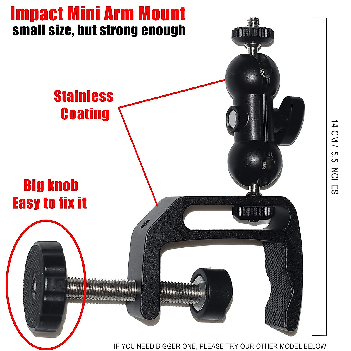 2-Be-Best Mini Projector Mount, Articulating Clamp Mount, 360 Flexible, Compatible with Projector, Camera, LED Light, 1 Year Warranty