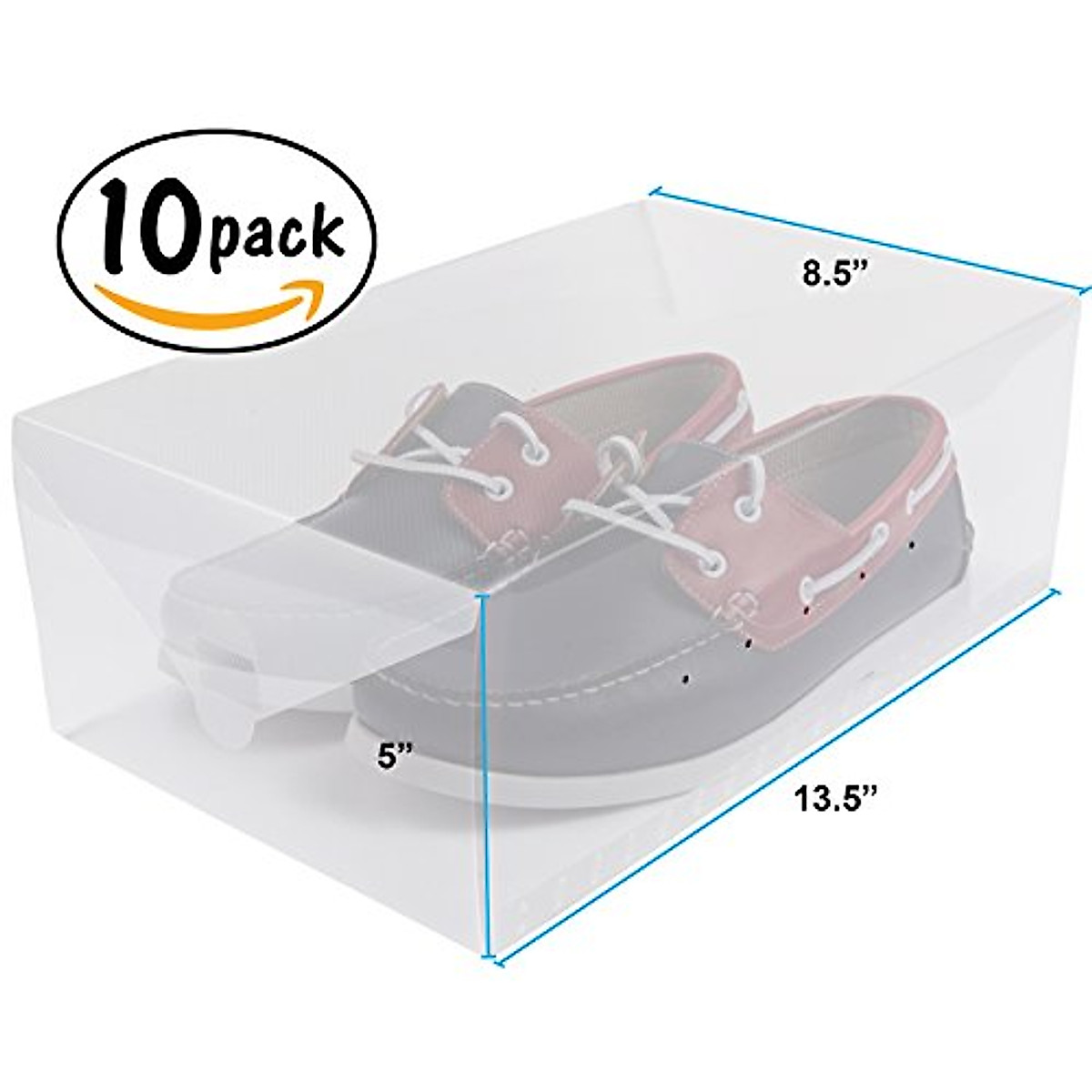Greenco Clear Foldable Shoe Storage Boxes, 10 Pack. Stackable Heavy Duty Plastic Shoe Storage Boxes, Shoe Box Organizers