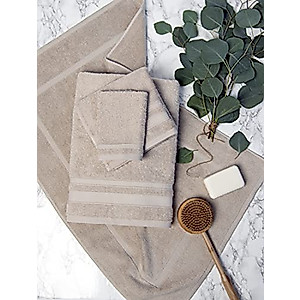 Bokser Home Hospitality Kenwood Oversized Bath Towels, Hotel Quality for Bathroom, Home, and Spa, 100% Combed Ring Spun Cotton Providing a Soft, Luxurious Feel, Beige, 30” x 60” (Pack of 12)