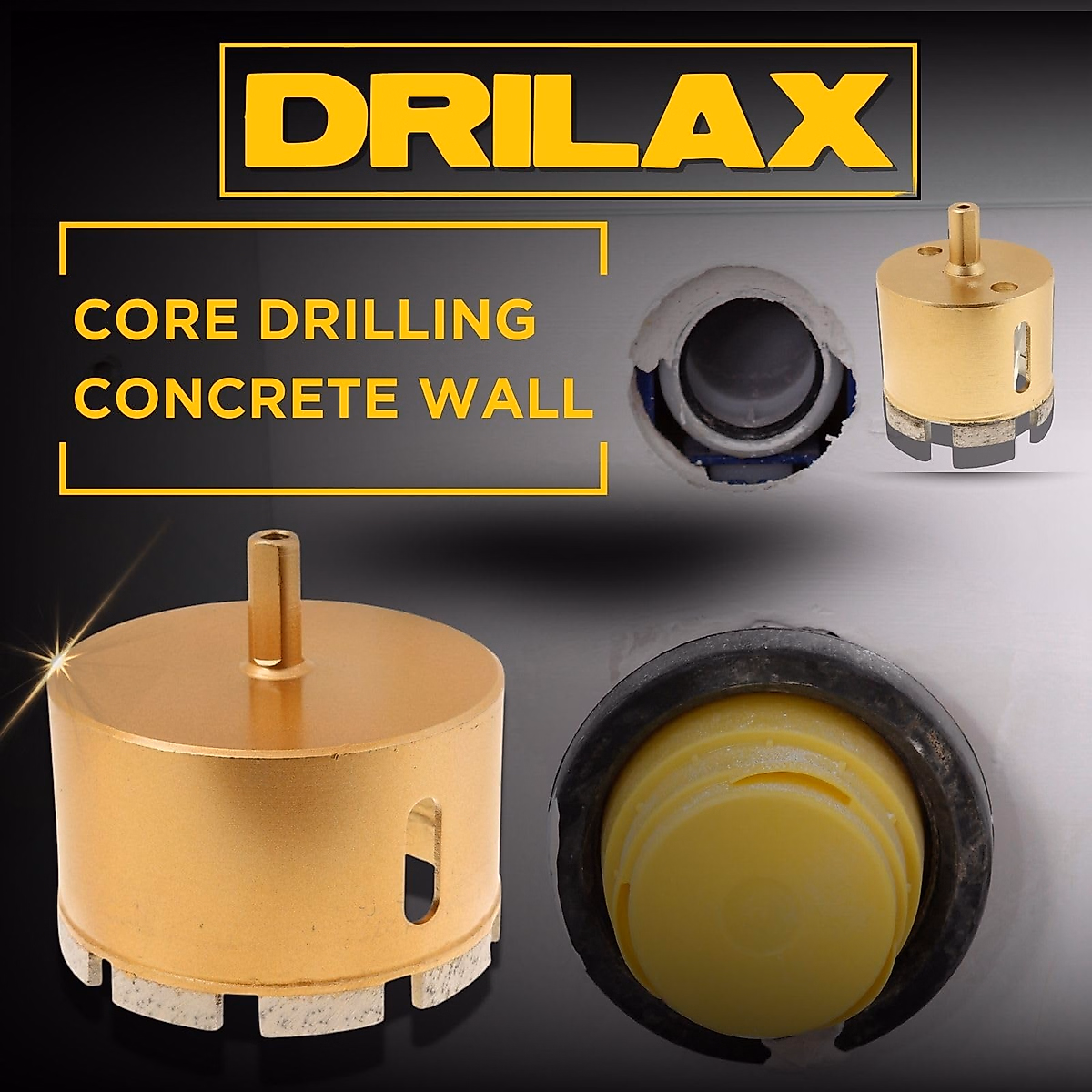 3 Inch Masonry Hole Saw, Diamond Hole Saw, Heavy Duty Dry Core Hole Saw for Concrete Hole Saw Bit Brick, Cinder Block, Core Drill Guide Included Extra Long Depth of Cut