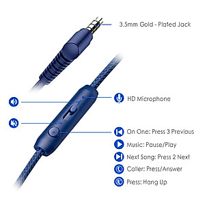 Kids Headphones Wired, Wired Headphones with Microphone, Volume Limiter 85/94dB, 3.5mm Jack for iPad/Kindle/Fire/Girls/Boys/School/Travel - Navy Blue