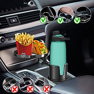Cup-Holder Tray Drink-Holder Expander for Car - Enjoy Your Meal - Cup Holder Extender with Solid Base for Car - 7.8 inch Car Round Food Detachable Eating Tray Table and Holder for Yeti, standly, etc