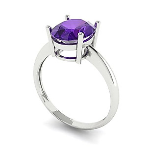 Clara Pucci 2.5ct Oval Cut Solitaire Natural Purple Amethyst Engagement Wedding Bridal Promise Anniversary Ring 18K White Gold Size 3.75