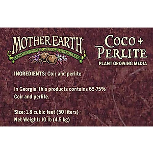 Mother Earth Coco + Perlite Mix - For Indoor and Outdoor Container Gardens, 70% Coconut Coir, Resists Compaction, 50 L