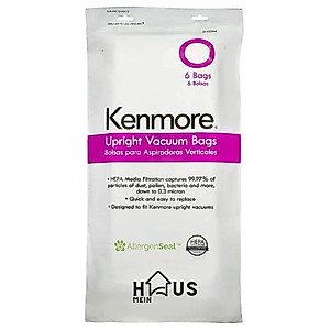 Kenmore 53294 Style O HEPA Cloth Vacuum Bags for Kenmore Upright Vacuum Cleaners 6 Pack, White + MEIN HAUS fast re-order card