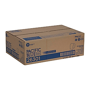Pacific Blue Basic Recycled Hardwound Paper Towel Rolls by GP PRO (Georgia-Pacific), Brown, 26301, 800 Feet Per Roll, 6 Rolls Per Case