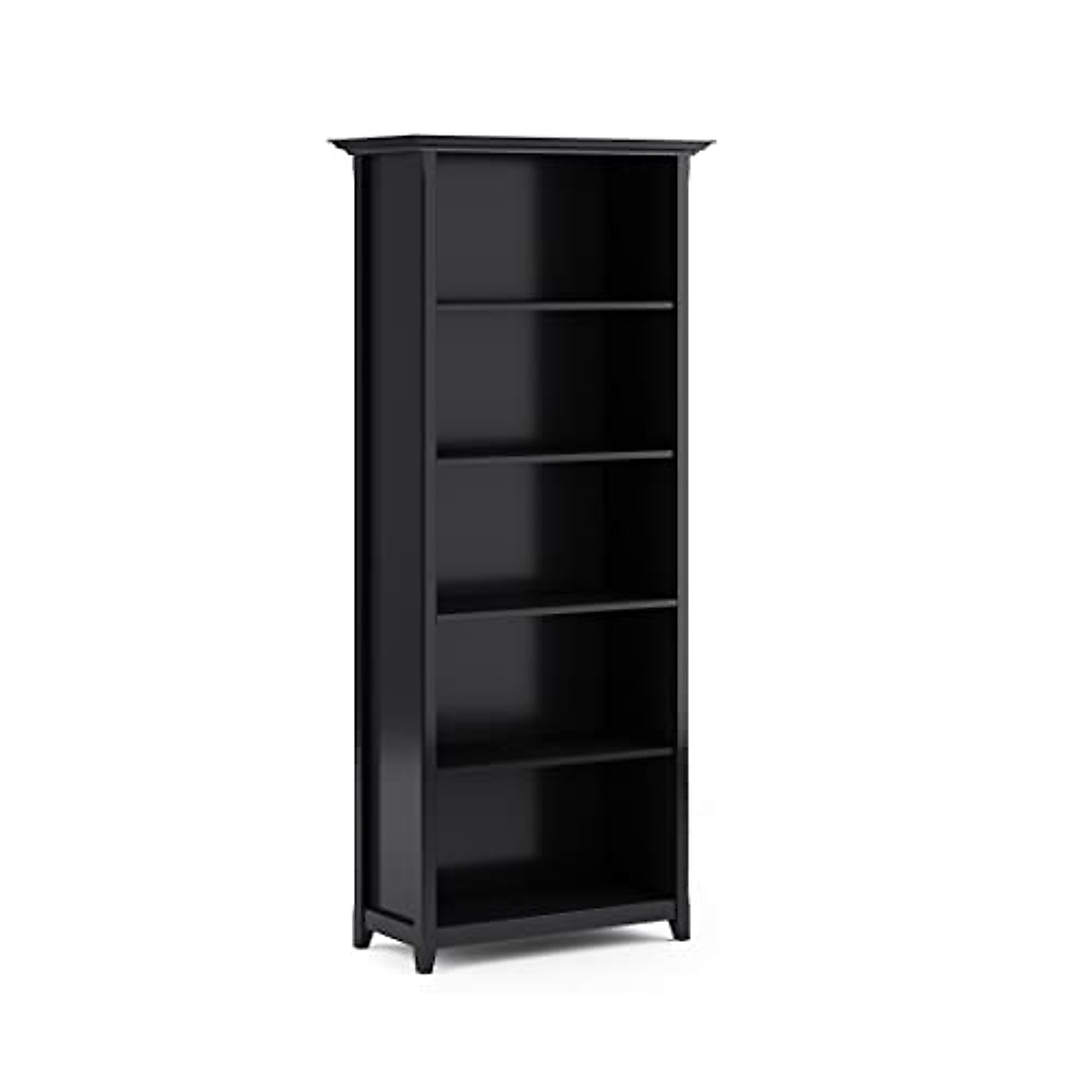 SIMPLIHOME Amherst SOLID WOOD 70 inch x 30 inch Transitional 5 Shelf Bookcase in Black with 5 Shelves, for the Living Room, Study and Office