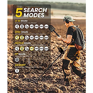 EENOUR Metal Detector for Adults Waterproof - Professional High Accuracy Metal Detectors with 5 Mode, 10" Coil, 10" Detection Depth, Larger LCD Display, Advanced DSP Chip for Treasure Hunting - GC1078