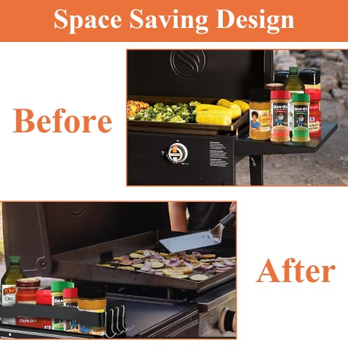 Griddle Caddy with Magnetic-Griddle Caddy Space Saving BBQ Accessories Storage Box with Paper Towel Holder for 28"/36" Blackstone Griddles