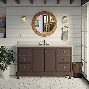 Kitchen Bath Collection Bella 60-inch Single Bathroom Vanity (Chocolate/Quartz): Includes Chocolate Cabinet with Stunning Quartz Countertop and White Ceramic Sink