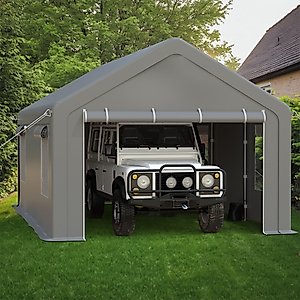 Carport Heavy Duty 10x20Ft, Upgraded Portable Carport with 2 Roll-up Doors+4 Ventilated Windows, Reinforced Steel Poles, UV Resistant All-Season Waterproof Tarp Garage, for Car, Truck, Boat