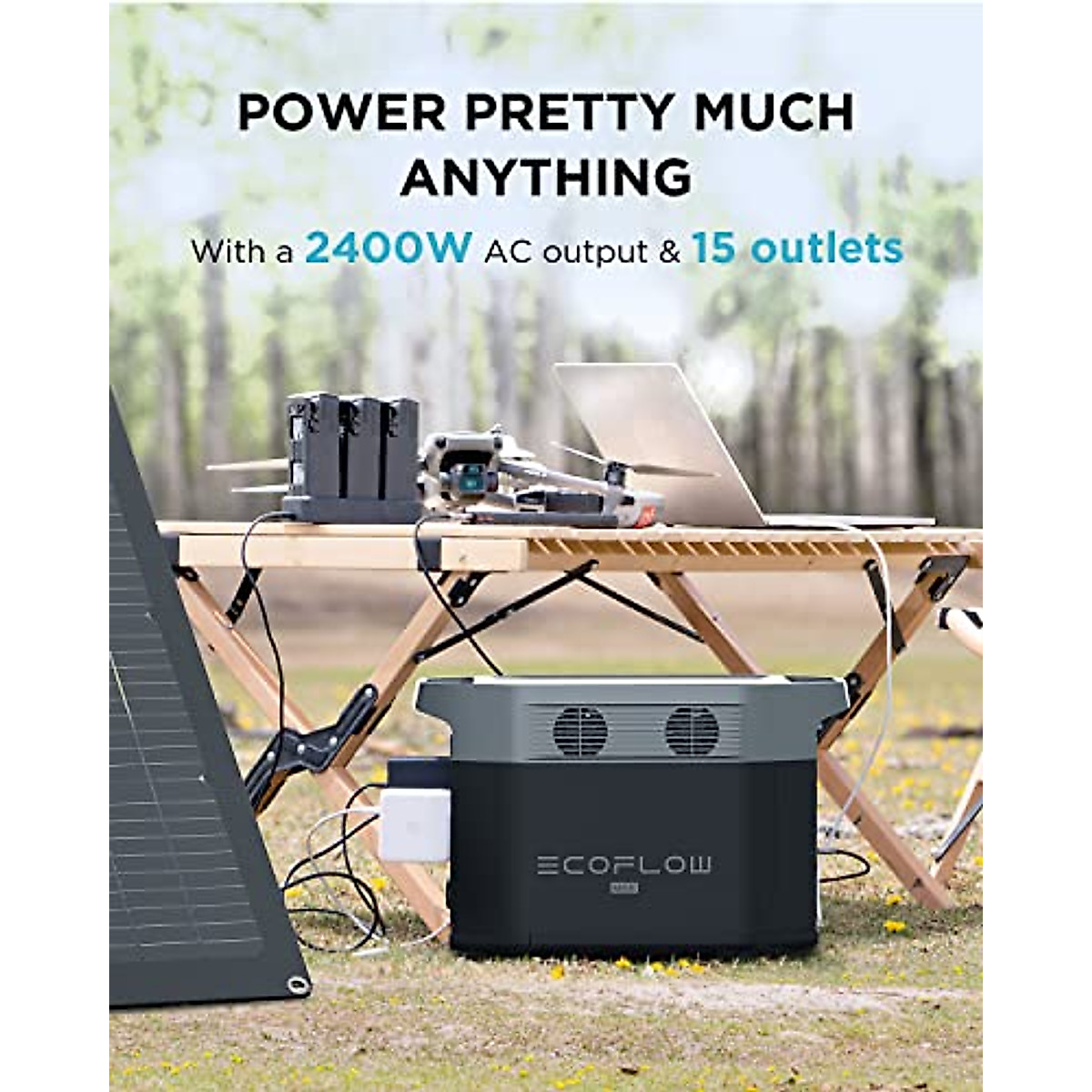 EF ECOFLOW Solar Generator DELTA Max (2000) 2016Wh with 220W Solar Panel, 6 X 2400W (5000W Surge) AC Outlets, Portable Power Station for Home Backup Outdoors Camping RV Emergency