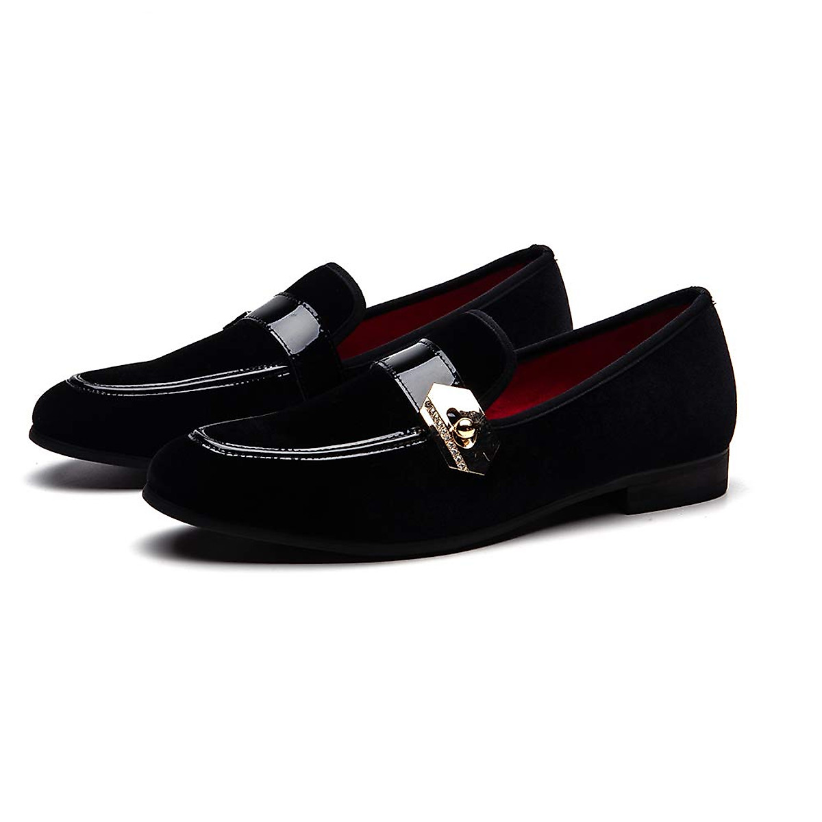 JITAI Men's Penny Loafers Moccasin Driving Shoes Slip On Flats Dress Shoes, Black/Button, 11 US