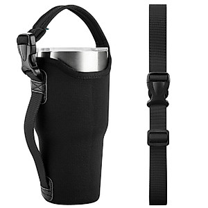 Beautyflier Neoprene 3IN1 Tumbler Carrier Holder Pouch Compatible with 30oz YETI Rambler/Stanley IceFlow Stainless Steel Tumbler, Insulated Cup Holder with Handle and Adjustable Shoulder Sling